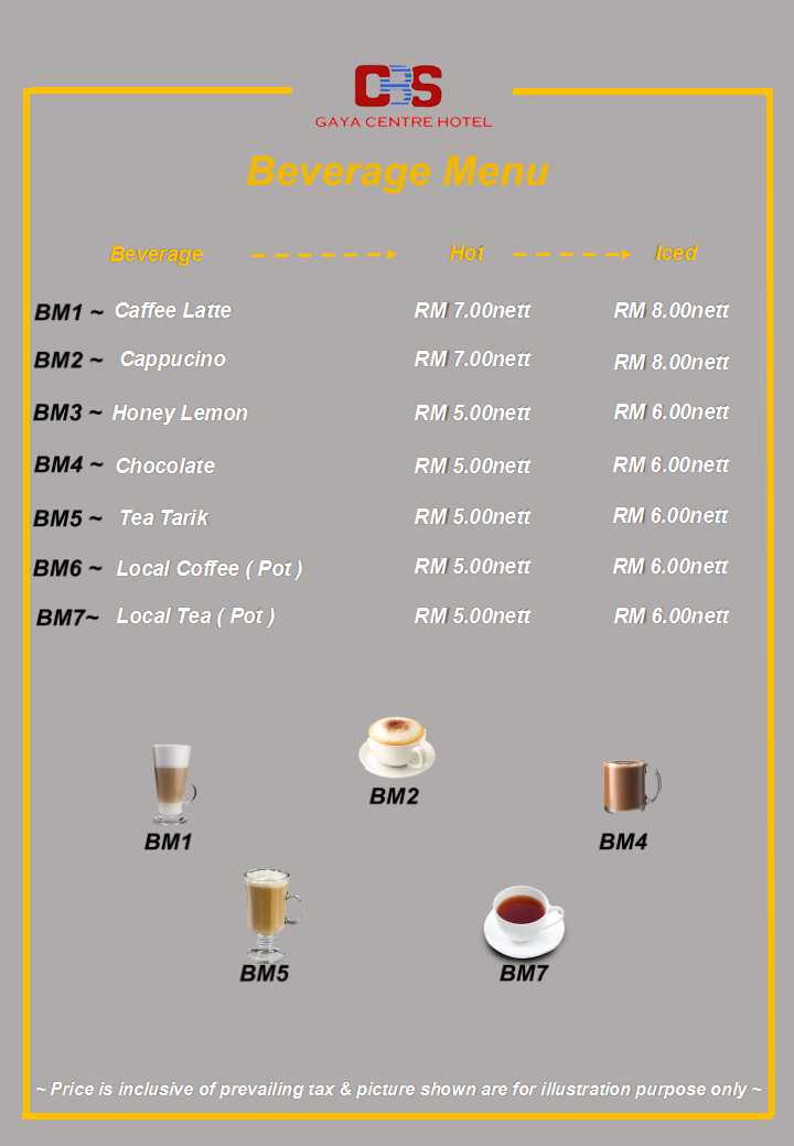 gayacentre-hotel-beverage-dining-menu - Gaya Centre Hotel
